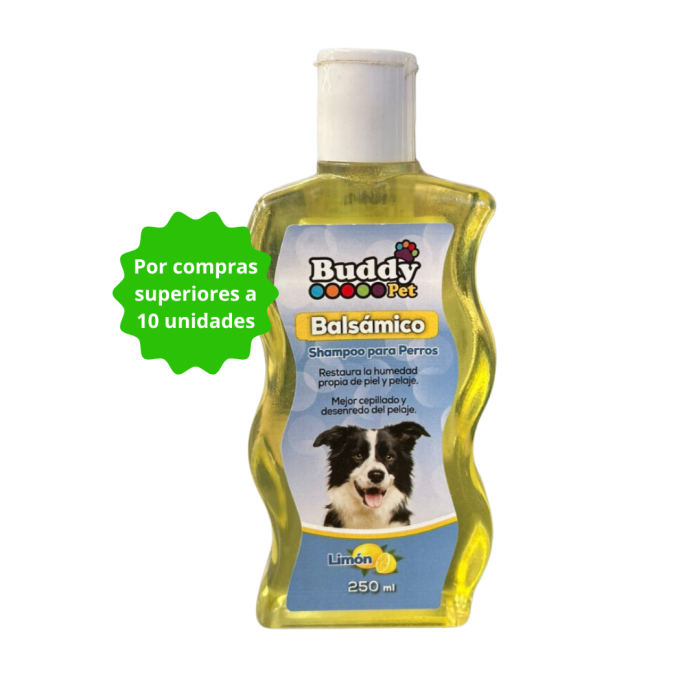 Shampoo Buddy Pets Balsámico 250ml – x10 unidades – Distribuidora AhorroPet