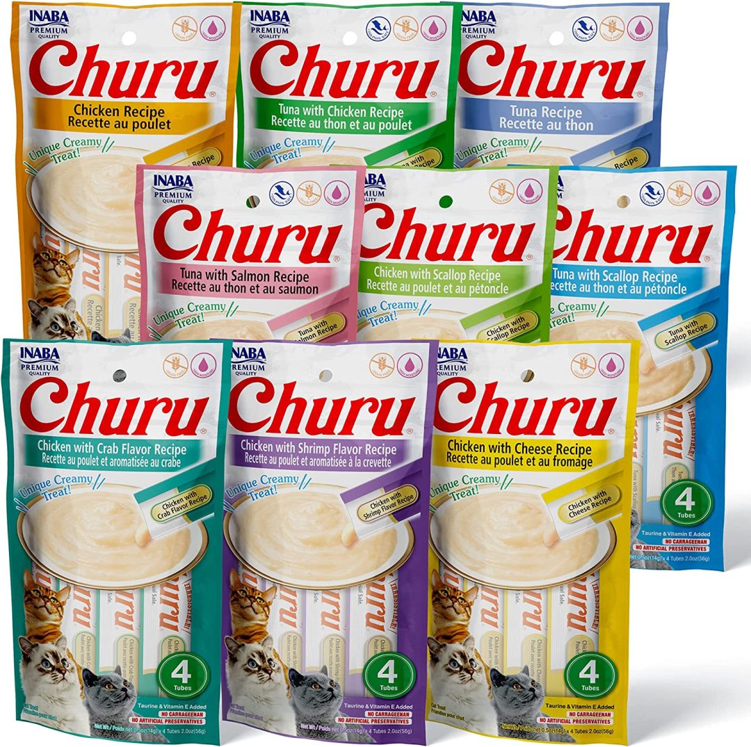 Churu snack para gatos – 4 paquetes (16 unidades) diferentes sabores ...